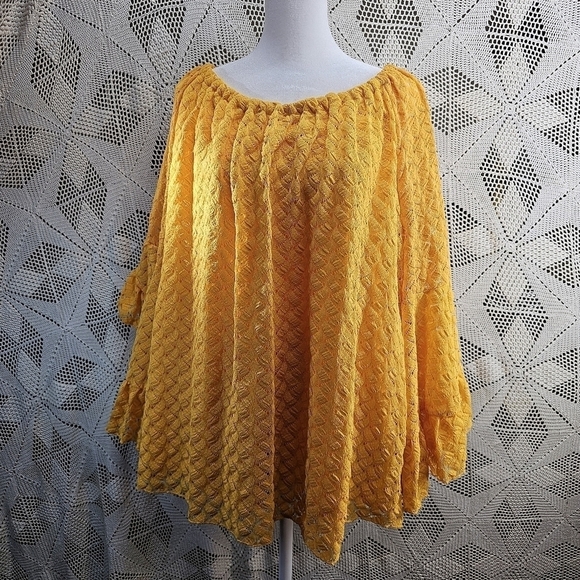Fever | Tops | Lace Bell Ruffle Sleeve Top Size 2x Yellow | Poshmark